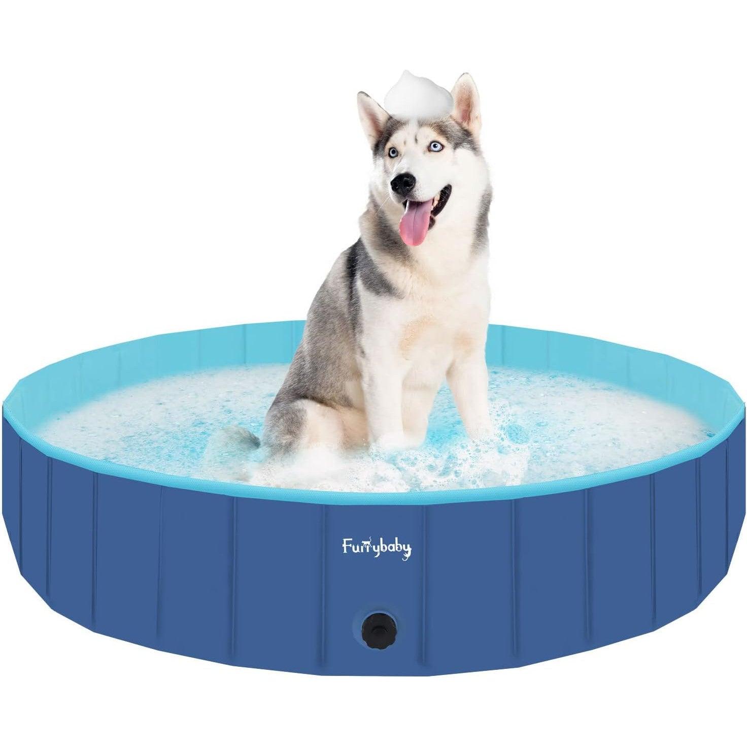 furrybaby Dog Pool Blue Durable Paddling Pool with Quick Drainage Hole ...