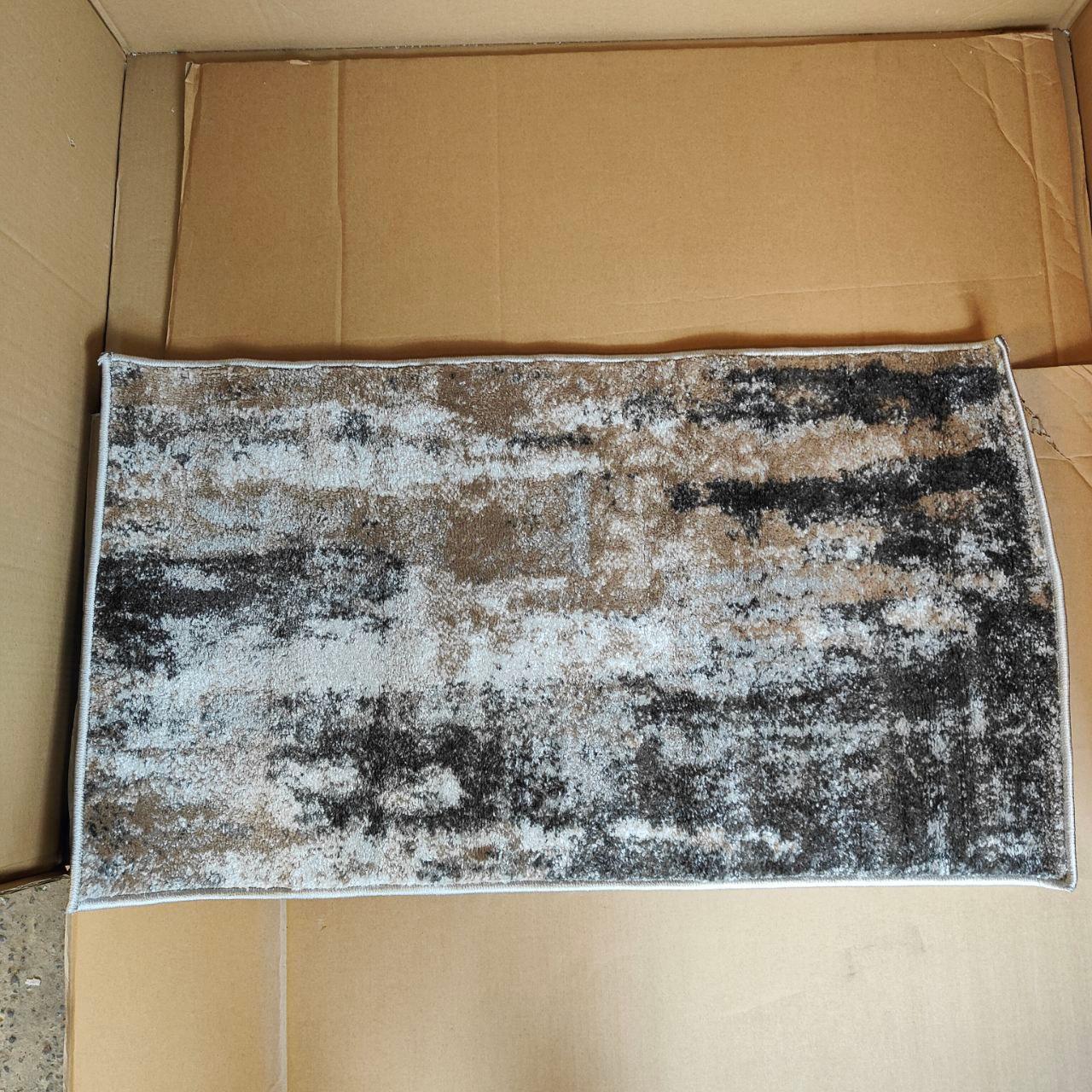 Living Room RUG Short Pile Bordered 60 x 110 cm Grey Cream HomeArt ...